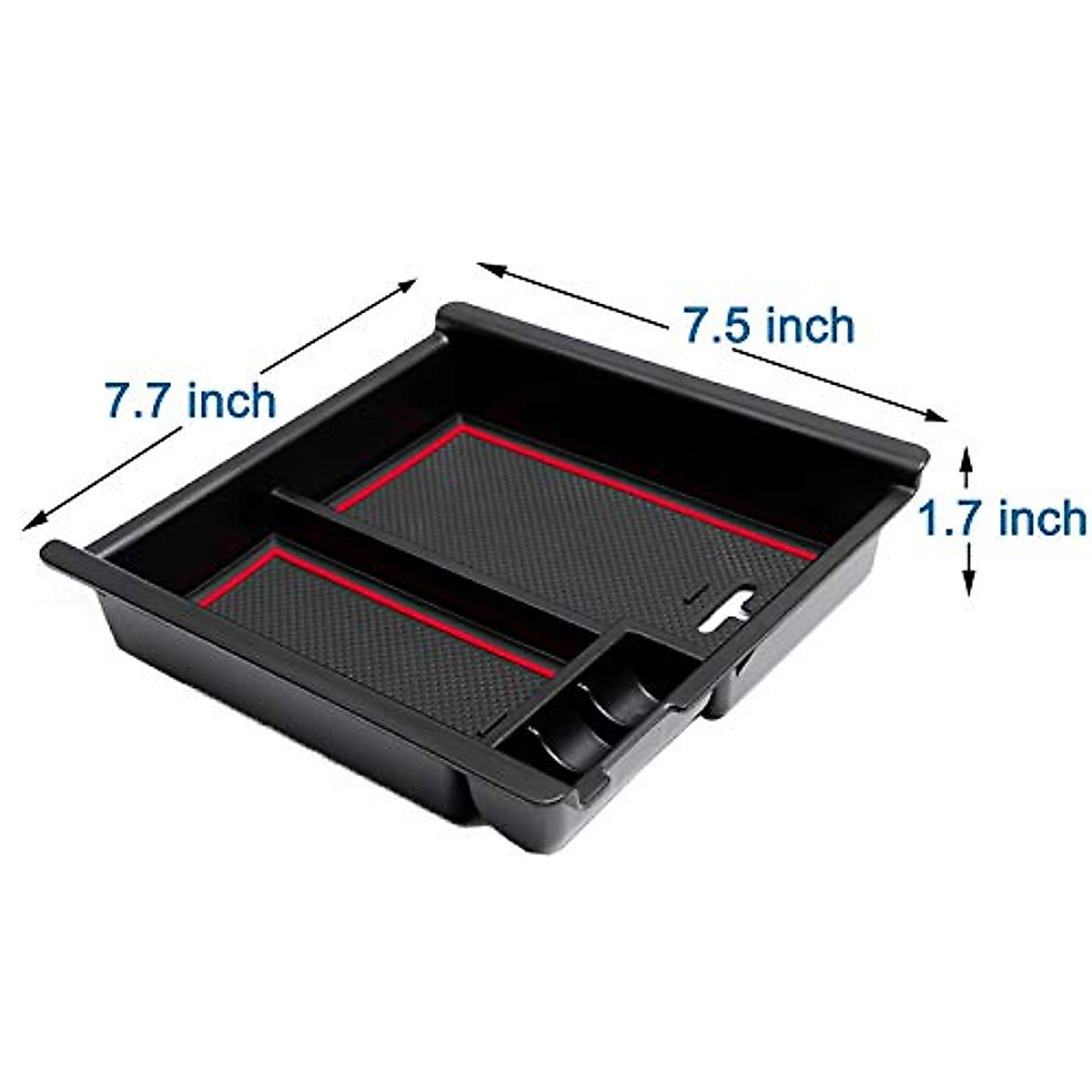 JDMCAR Compatible with Center Console Organizer 2023 Toyota Tacoma Accessories 2022 2021 2020 2019 2018 2017 2016,Tacoma Insert ABS Black Materials Tray - (Red Trim)