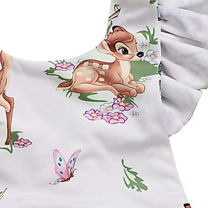 Newborn Baby Girls 1st Birthday Christmas Outfit Bambi Romper Ruffle Flutter Sleeve Bodysuit Summer Backless Sunsuit with Bowknot Headband Party Dress Clothes 2pcs Set for Photo Shoot White 0-6M
