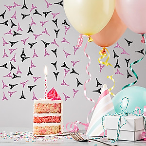 100pcs Eiffel Tower Confetti, Black&Pink Glitter Paris Party Table Confetti, Paris French Theme Party Paper Scatters, Baby Shower/Bridal Shower Party Table Decoration