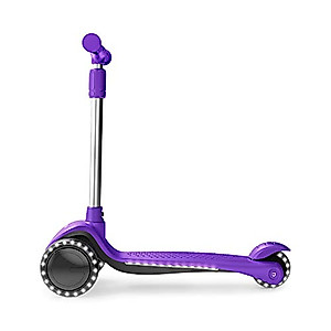 Jetson Scooters - Lumi 3 Wheel Kick Scooter (Purple) - Kids Three Wheel Push Scooter with Adjustable Height Handlebars - Ultra-Lightweight Design with High Visibility Light Up LEDs on Stem and Wheels