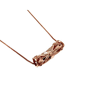Arthur's Jewelry 14k solid rose gold Hawaiian diamond cut scroll horizontal barrel pendant