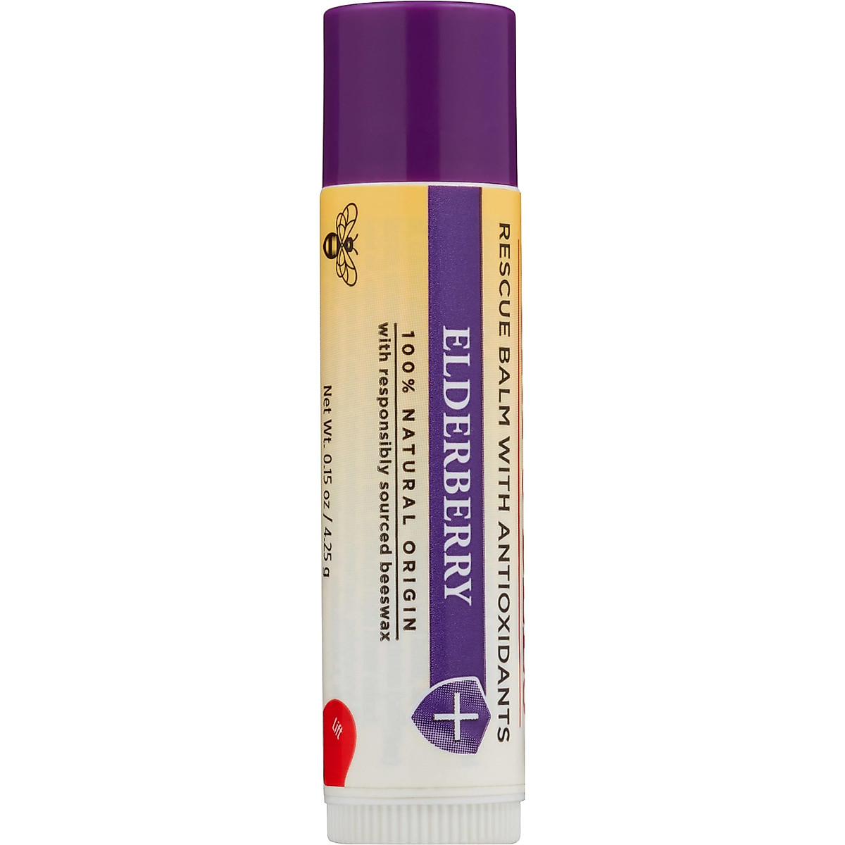 Burt's Bees 100% Natural Origin Rescue Lip Balm with Beeswax and Antioxidant-Rich Elderberry, 1 Tube in Blister Box (Package May Vary)