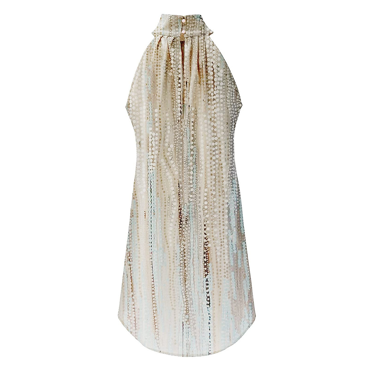 Cnebo Maxi Dresses for Women Women Summer Dresses for Halter Neck Sundress Flowy Sleeveless Knee Length Irregular Beach Dress Silver