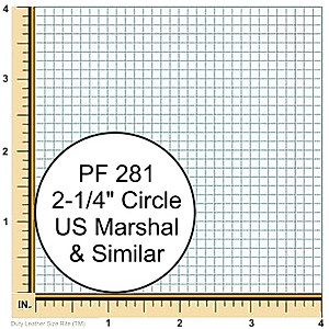 Round US Marshal Belt Clip Badge Holder Chain (2-1/4 inch recessed Cutout, Cutout PF281) Black Leather