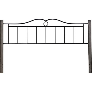 Hillsdale Dumont Metal King Headboard with Double Arched Scroll Design and Wood Posts with Frame, Textured Black