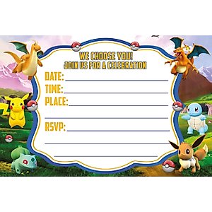 Set of 20 Anime -Themed Happy Birthday Invitation Cards & Envelopes - Lightweight (240g), Postcard Style Invites for the Perfect Party Pack