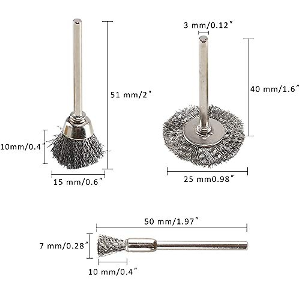 60 Pcs Wire Brushes Set, Rocaris Steel Wire Wheels Pen Brushes Set Kit Accessories for Rotary Tool