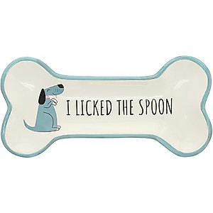 Pavilion - I Licked The Spoon - 8.5" Housewarming Decorative Bone Shaped Spoon Rest Holder Pet K-9 Puppy Dog Rescue Adoption Animal Pet Parents Mom Dad Present