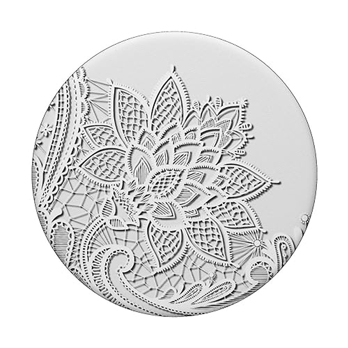 White Floral Lace Mandala Phone Popper PopSockets Standard PopGrip
