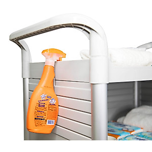 JaboEquip, Larger 3 Shelf Heavy Duty Lockable Hospital cart Medical cart, Utility Cart 606 lbs for Medical, L34.43xD19.69xH40.55 inch, Off-White (Light Grey) Color