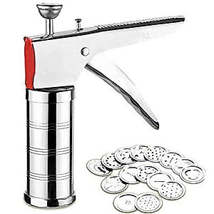 Stainless Steel Kitchen Press with 15 Different Types Sev Maker Noodles and Many More. Made in India