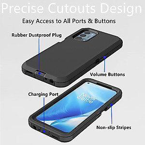 TIOZOLY for Oneplus Nord N200 5G Case, Heavy Duty Protective Case Dustproof Shockproof Protection 3 in 1 Rugged Phone Cover for Oneplus Nord N200 5G (Black)