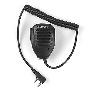 Baofeng 2-pin Two Way Speaker Microphone, Reinforced Cable and Rain Shoulder Handheld, Compatible UV-5R 5RPlus UV-82 82hp BF-F8HP 5RA 5RB 5RC 5RD 5RE UV-S9 etc
