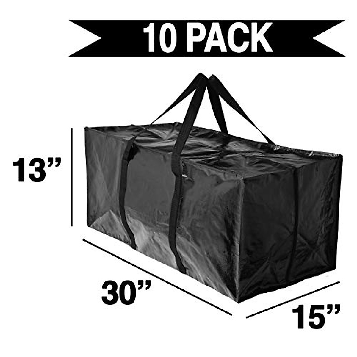 BAG-THAT! 10 Moving Bags, Heavy Duty Extra Large Stronger Handles Wrap Around bag Storage Totes Zippered Reusable Moving Supplies Clothes Attic Sports Garage Travel College