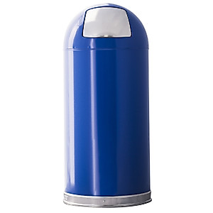 Witt Industries 15DTBL Push Top Standard Receptacle, Steel, 15 gal, Blue