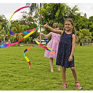 dervea 20 Pack Ribbon Dancing Wands Party Favors for Kids, Rainbow Birthday Decorations, Princess Party Supplies, Girls Party Games, Gymnastics Goody Bag Stuffers (Rainbow)