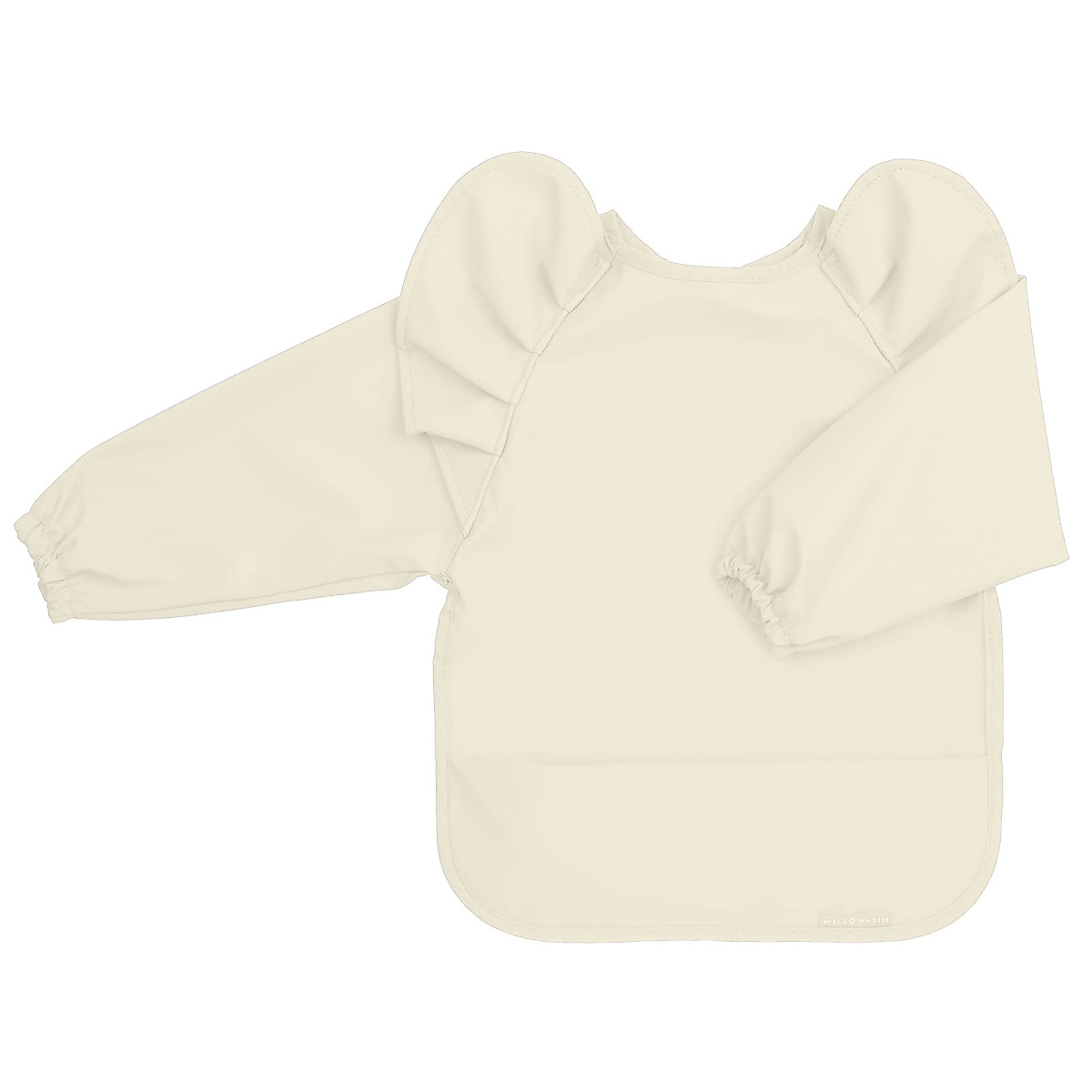 WILLOW + SIM Long Sleeve Baby Bib - Mess-Proof Feeding Bib for Babies 6-24 Months - Antique White