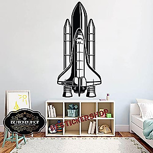 Wall Stickers for Kids Boys Bedroom Rocket Ship Outer Space Planet Decals Removable Vinyl Window Door Murals Astronaut Decoration (16.5" x 35.4")