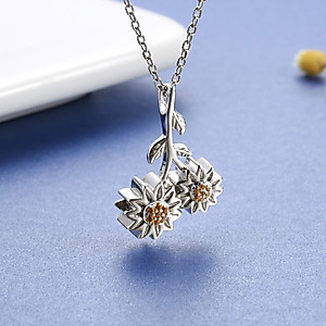 Sunflower Dual Urn Pendant Necklace 925 Sterling Silver Hold Two keepsakes Cremation Jewelry for Ashes Necklace You are my sunshine Memorial Always in My Heart Memory Necklace Gift