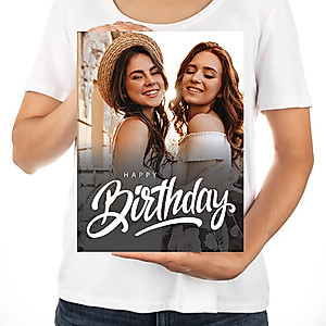 Andaz Press 8.5"x11" Personalized Photo Birthday Card with Envelope, Jumbo Happy Birthday Card for Her, Mom, Him, Birthday Keepsake Gift, Frosted Black Custom Photo Greeting Card Birthday Gifts