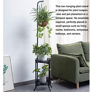 COPREE 2-tier Hanging Plant Stand, Space-Saving Iron Planter Shelves Flower Pot Organizer Rack Multiple Flower Pot Display Holder Shelf Indoor Outdoor Heavy Duty Planter Shelving Unit