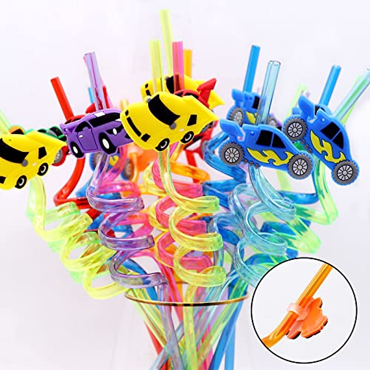 26 Packs Truck Drinking Straws For Car Themed Birthday Party Decor Supplies Reusable Straws For Truck Party Goodie Bags Gifts For Boy Kids Truck And Car Party Baby Shower Classroom Reward School Prize
