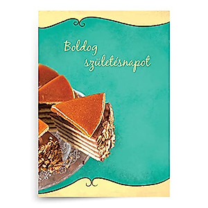 Designer Greetings Hungarian Language Happy Birthday Cards, “Boldog születésnapot” Dobos Torte Design (6 Cards with Envelopes / 6 kártya borítékokkal)