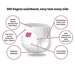 Little Toes Patented Natural Disposable Viscose Diapers ǀ Day and Overnight Diapers ǀ Sustainable ǀ Size 4 Large ǀ 36 Pack