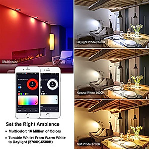 BEAMLUX Smart WiFi MR16 Color Changing led Bulbs RGBCW, Dimmable with App Control, 40° Beam Angle AC/DC 12V GU5.3 Base, Compatible with Alexa and Google Home Assistant, No Hub Required (2PACK)