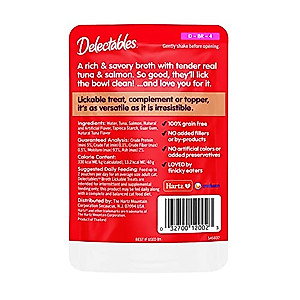 Hartz Delectables Savory Broths Tuna & Salmon Lickable Wet Cat Treats, 12 Count
