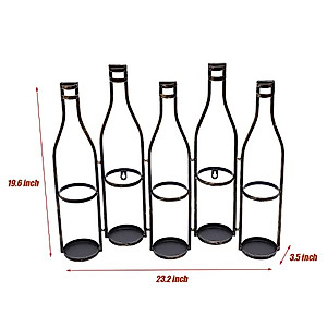 Gdrasuya10 Wall Wine Rack, 5 Bottles Wall-Mounted Wine Racks Wine Holder for Kitchen, Dining Room, Bar, LxWxH: 23.2x3.5x19.6inch, Bronze