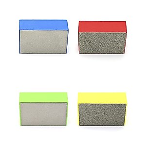 QWORK Diamond Hand Polishing Pads, 4 Pack Plane Sharp Sanding Block Kit, 60#,100#,200#,400# Diamond Hand Polishing Pads for Stone, Glass Granite Marble Concrete Stone Sanding and Polishing