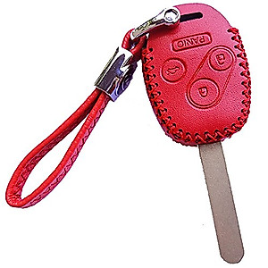 Alegender Genuine Leather Key Fob Cover Bag Protector Remote Jacket Holder Fit for Honda 3+1 Buttons CRV Accord Civic Polit Head Key