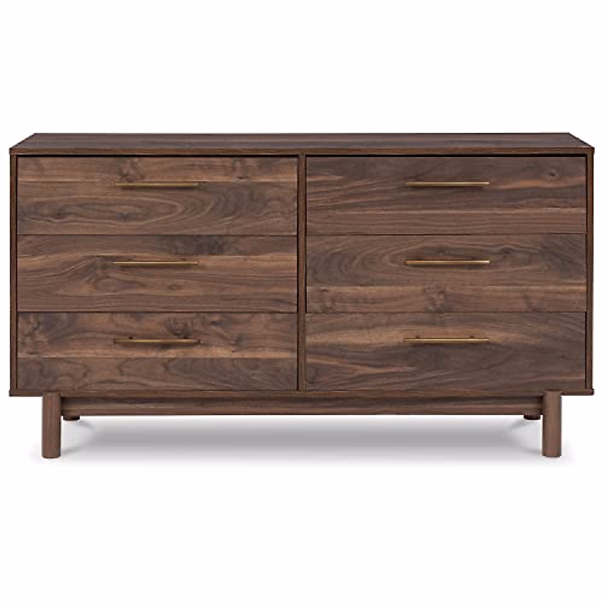 Signature Design by Ashley Calverson Mid-Century Modern 6 Drawer Dresser, Mocha Brown