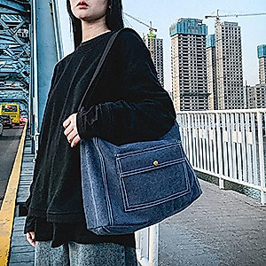 Women Denim Tote Bag Denim Shoulder Bag Hobo Crossbody Handbag Casual School Work Beach Bag(A03)