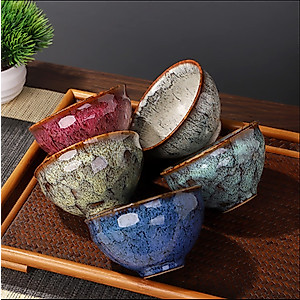 Lxuwbd ceramic tea cup, Chinese kung fu tea set, Japanese style tea cup, yerba mate tea set, 5pcs ceramic mate cup set, tea cup