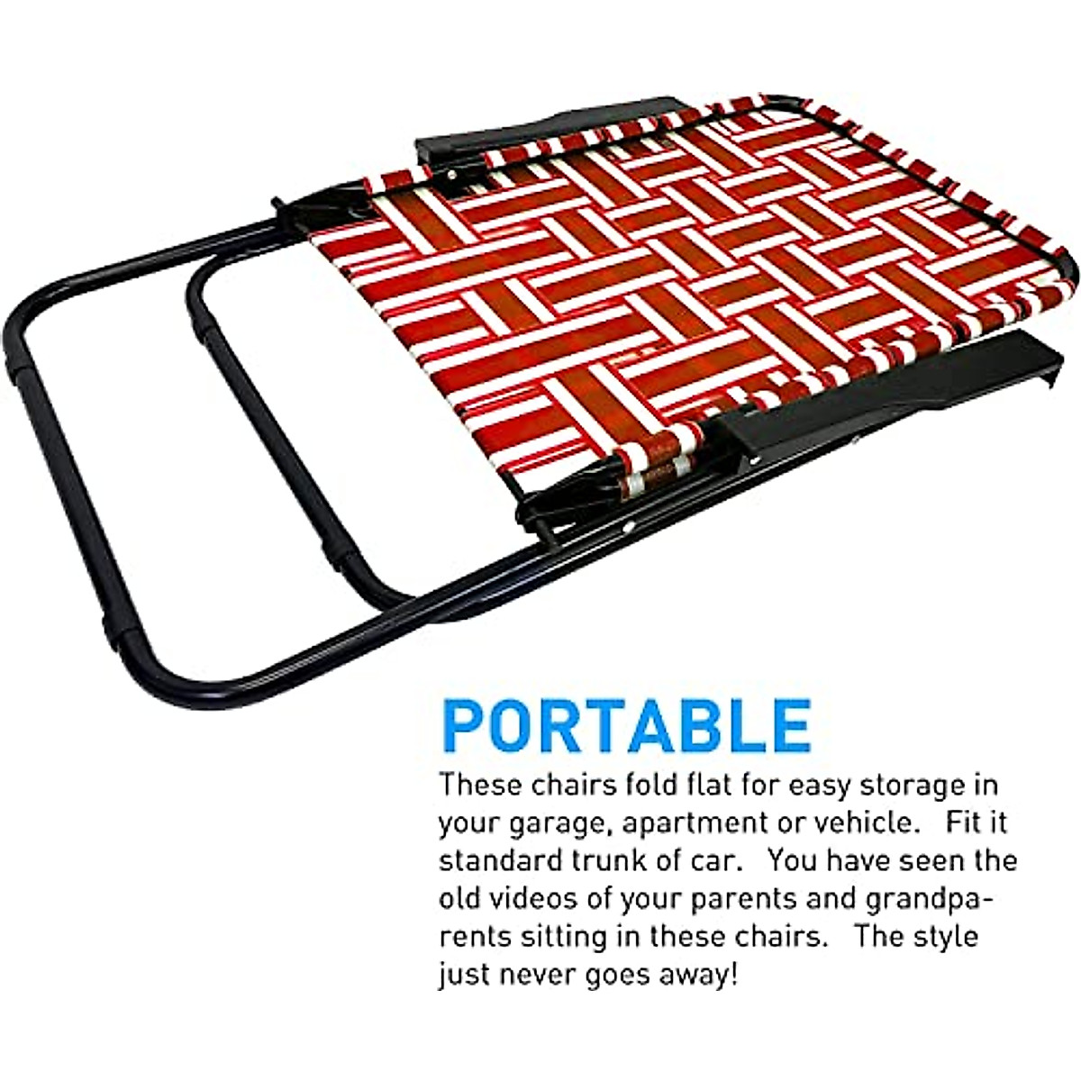 EasyGo Product WebChair, Lightweight Portable – Retro Style High Back Design – Outdoor Webbed Chair for Backyard, Camping, Sporting Events – Easy Folding, 1 Pack, Red