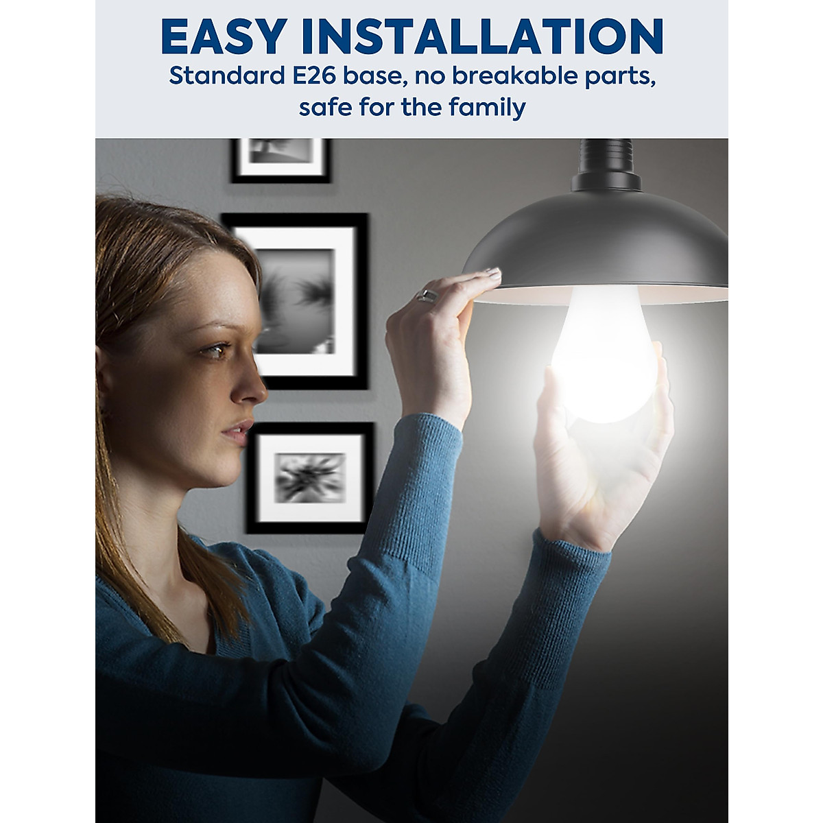 Nouscan 300W Equivalent LED Light Bulb, 4060LM Super Bright A23 LED Bulb, Daylight 5000K, 33W Energy Saving, E26 Medium Base, 120V for Garage, Warehouse, Shop, Supermarket, Non-Dimmable, 2 Pack