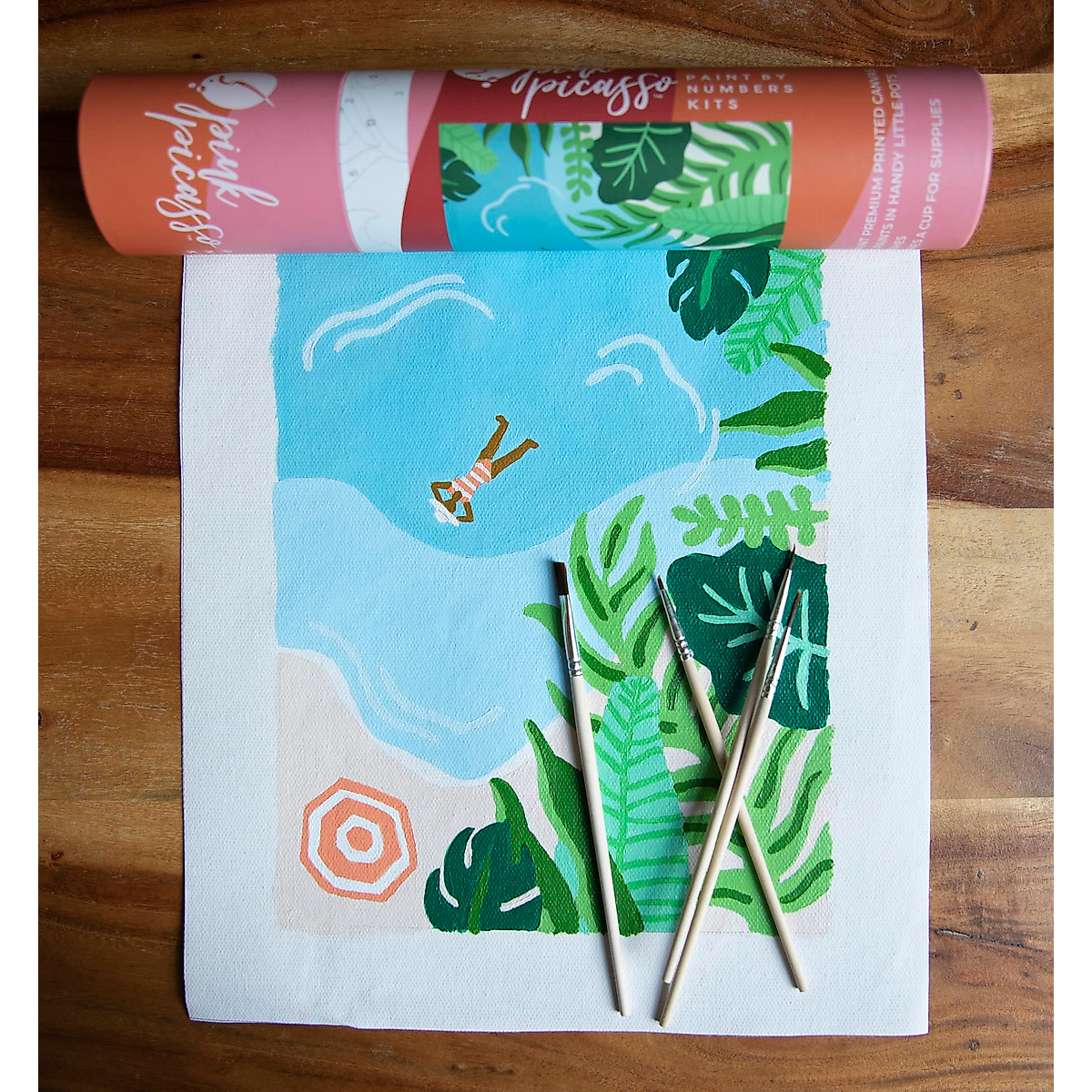 Pink Picasso Kits Mid Century Modern Paint by Number for Kids Ages 8-12 | DIY Beginners Kids Craft Kit Acrylic Paint Canvas Painting as Seen On Shark Tank | (Tropic Like It's Hot) 8x10-Paint Kit Set