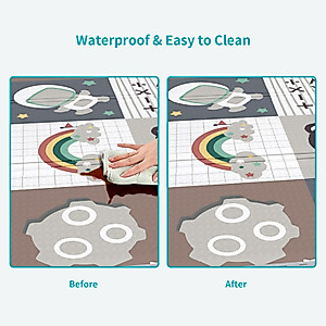 YOOVEE Foldable Baby Play Mat for Crawling, Extra Large Play Mat for Baby, Waterproof Non Toxic Anti-Slip Reversible Foam Playmat for Baby Toddlers Kids, 79" x 71" x 0.4"
