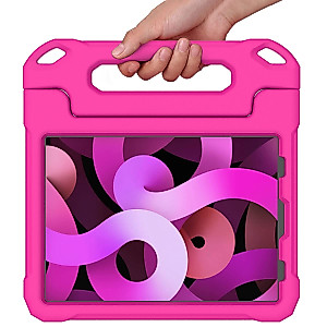 SUPLIK Kids Case for iPad Air 5th/4th Generation (10.9 inch, 2022/2020), Kids Case with Screen Protector, Shockproof Case with Handle Stand for iPad Air 4/5 & Pro 11 Old Version, Pink