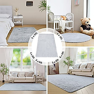 duduta Grey Soft Fluffy Rug 5x8 ft, Shag Fuzzy Plush Rectangle Carpet for Bedroom Nursery Living Room Home Decor