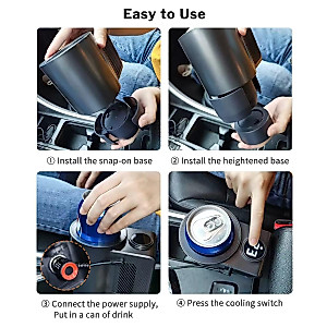 YUEMIDAMY 2-in-1 Smart Cooler Cups Holder, Portable Car Cooler Cup Mug Tumbler Holder Practical Small Cooler Cooling and Heating Beverage for Office,Travel,Truck,Household