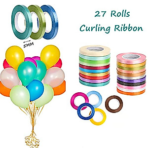 WELTOKE 27 Rolls Curling Ribbon Balloon String Roll Gift Wrapping Ribbon for Wrapping, Crafting, Wedding, Party, Festival, Florist Flower(1/5 " Wide / 27 Colors)