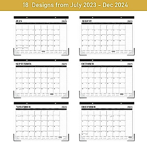 Desk Calendar 2023-2024 - 2023-2024 Desk Calendar, July 2023 - December 2024, 18 Monthly Desk/Wall Calendar 2-in-1,16.8" x 12", Thick Paper with Corner Protectors, Large Ruled Blocks - Classic Black