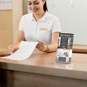Marketing Holders 10 Pack 4.25" Brochure Holder Countertop Dispenser Holds Rack Cards Single Pocket Tri Fold Trade Show Pamphlet Bin for Waiting Rooms Gyms and Retail Shops Clear Acrylic