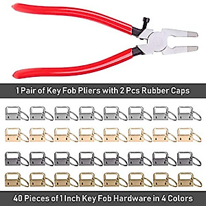 shynek Key Fob Hardware, Keychain Hardware Set Includes 40pcs Key Fob Hardware 1 Inch with Key Fob Hardware Pliers for Wristlet Keychain, Key Lanyard and Key Chain Making Hardware Supplies
