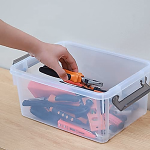 Citylife 4 Packs 7.4 QT Plastic Storage Bins with Lids Stackable Storage Containers for Organizing Large Multi-Purpose Shoe Box, Clear White