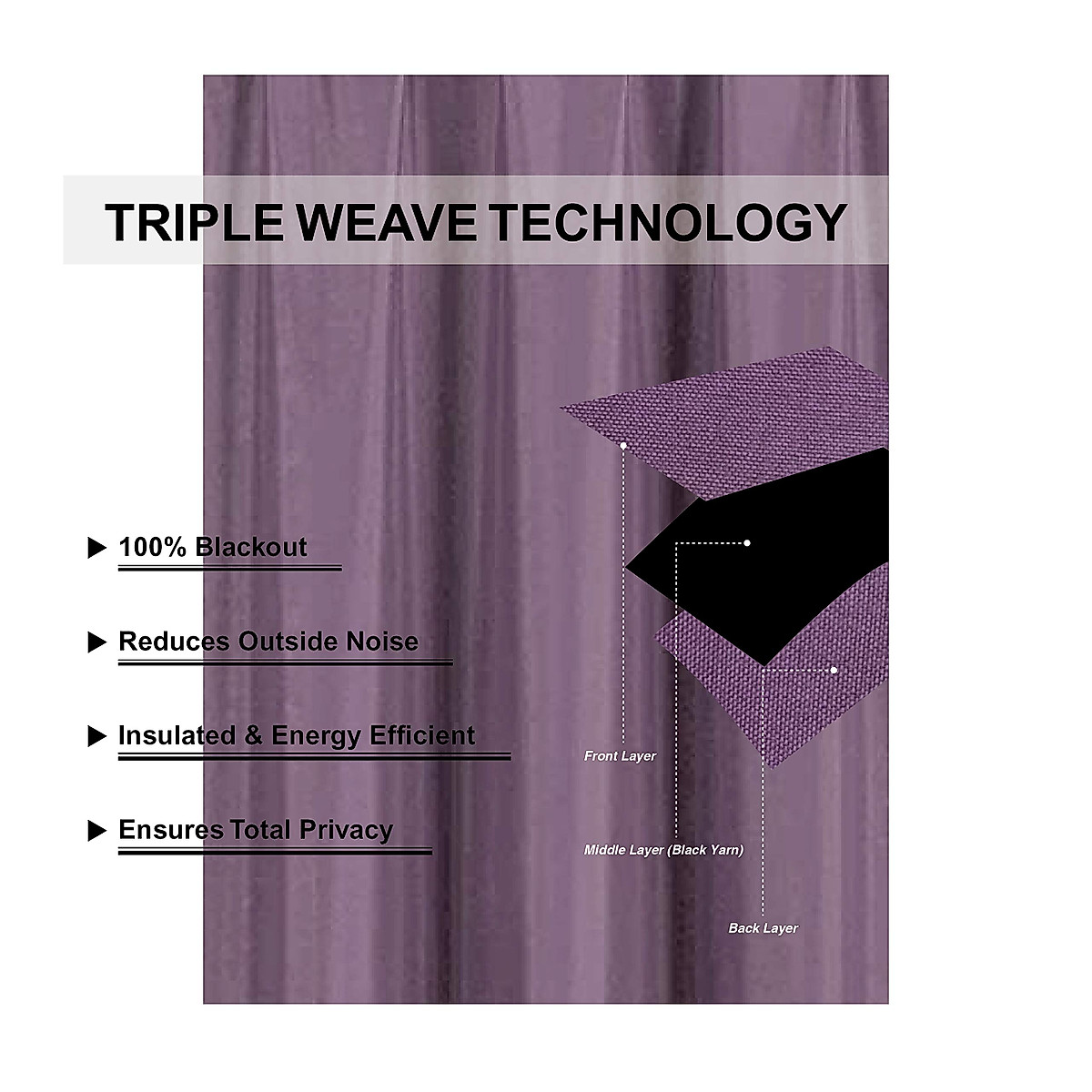 Better Home Style 3 Piece Solid Color 100% Blackout Kitchen Window Curtain Set with Tiers and Valance Solid Energy Efficient Thermal Room Darkening Drape Window Treatment # MKC (Purple)