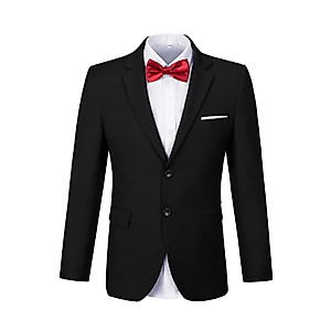 Black Blazer for Men Slim Fit Mens Sport Coat Two Button Solid Color Jacket Blazer Suit for Business Casual L
